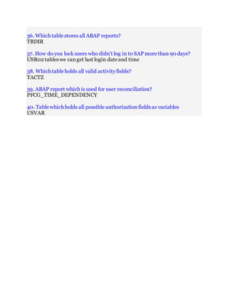 SAP Security interview questions | PDF