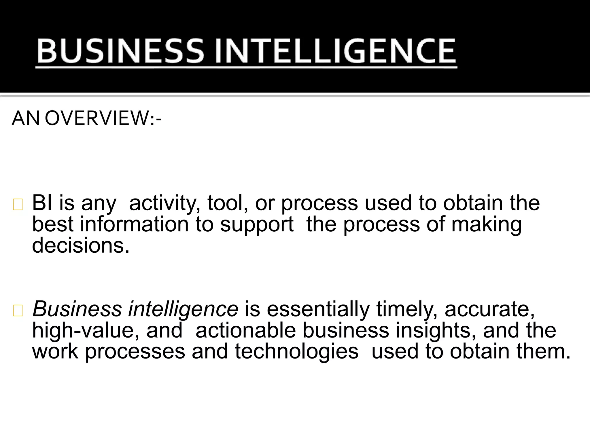 Business intelligence an introduction | PPTX | Computer Software and Applications | Computing