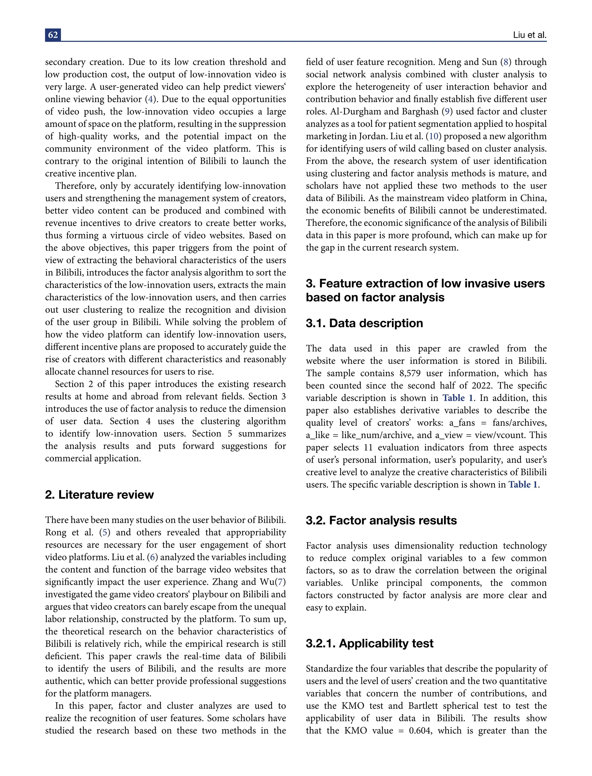 Identification and analysis of low creators in Bilibili video based on multivariate statistics | PDF