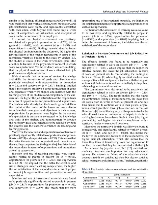 Teaching Competencies and Professional Commitment: Relationship to Job ...