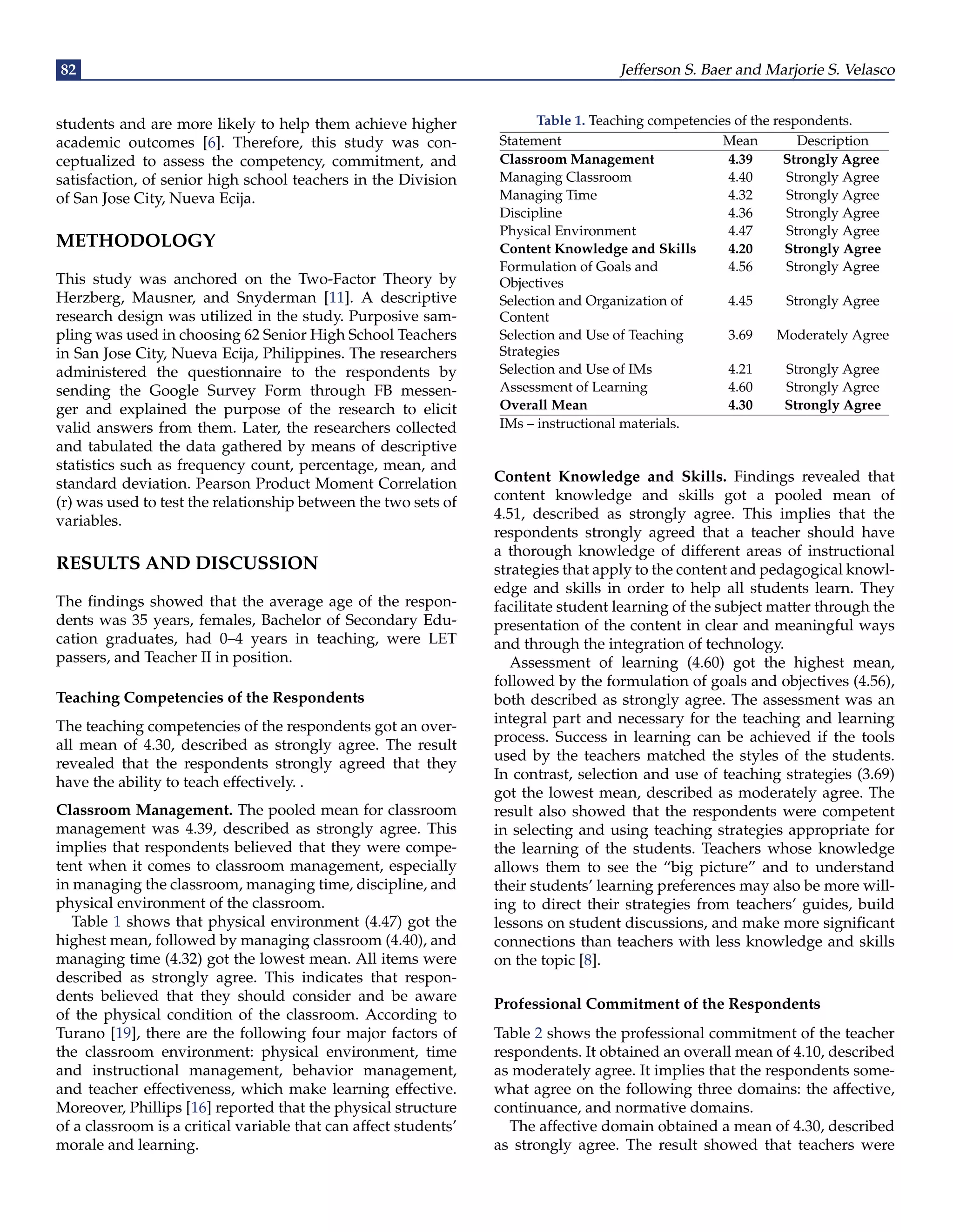 Teaching Competencies and Professional Commitment: Relationship to Job ...