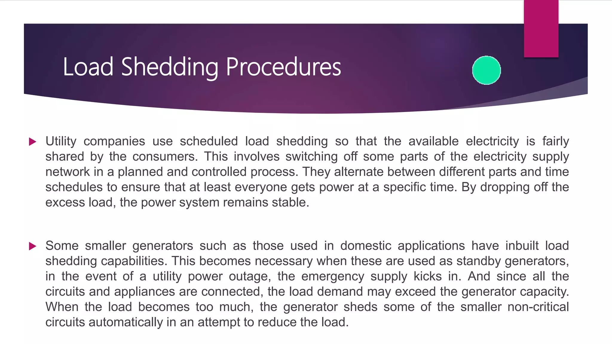 Seminar on load scheduling and load shedding | PPTX