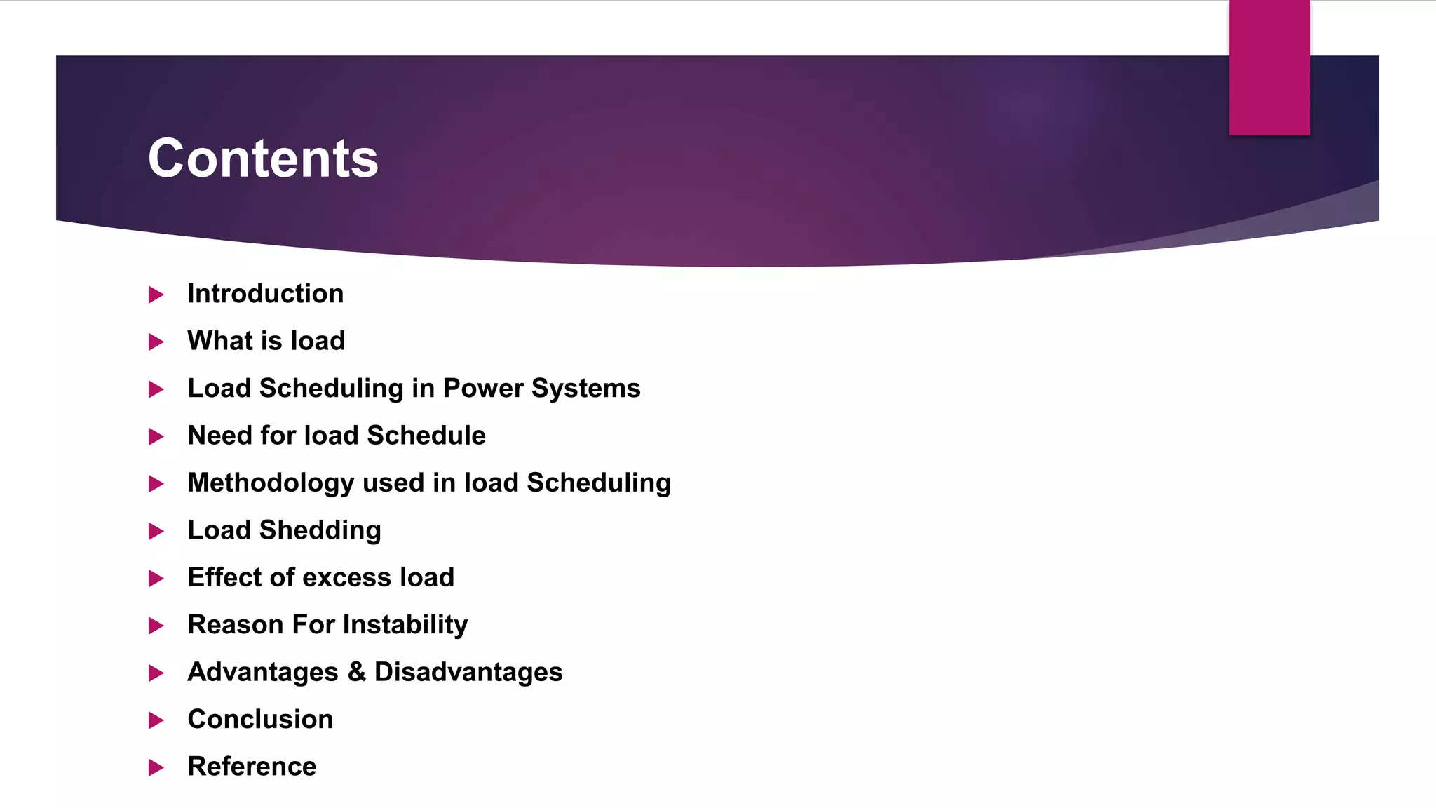 Seminar on load scheduling and load shedding | PPTX