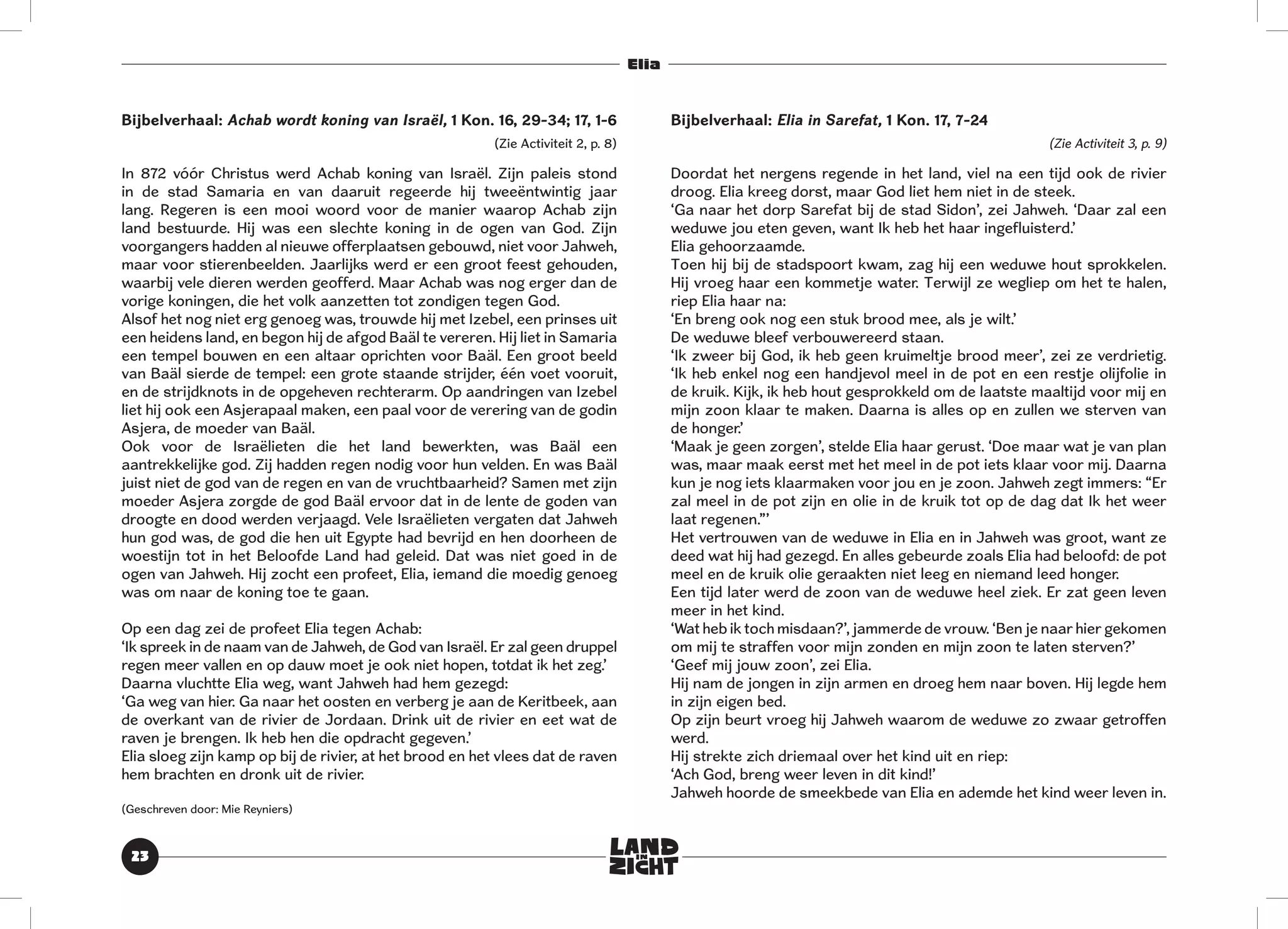 Bijbelverhaal Elia in Sarefat | PDF