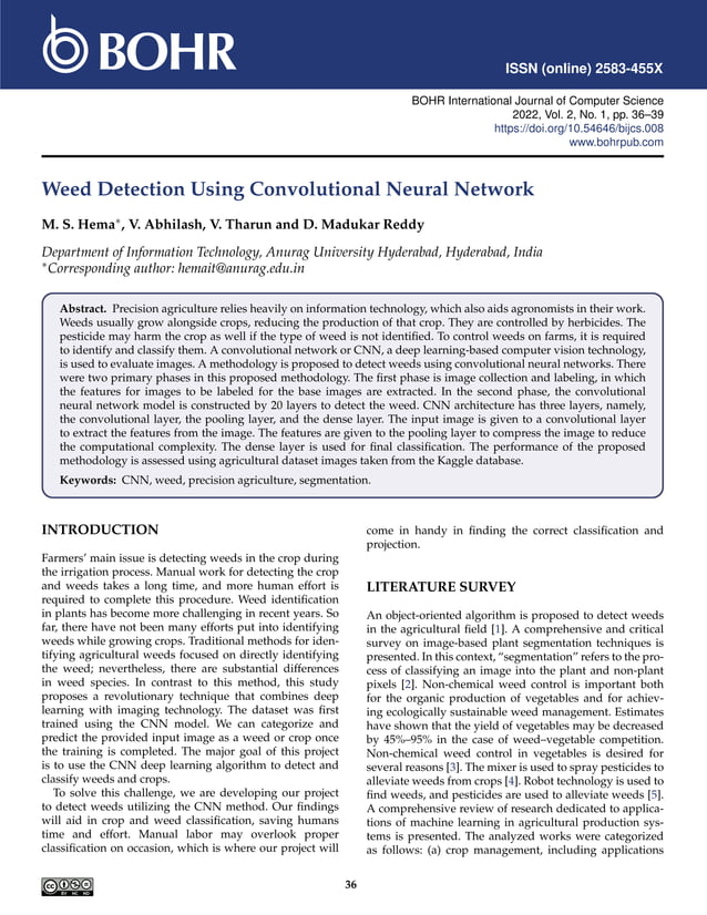 Weed Detection Using Convolutional Neural Network | PDF