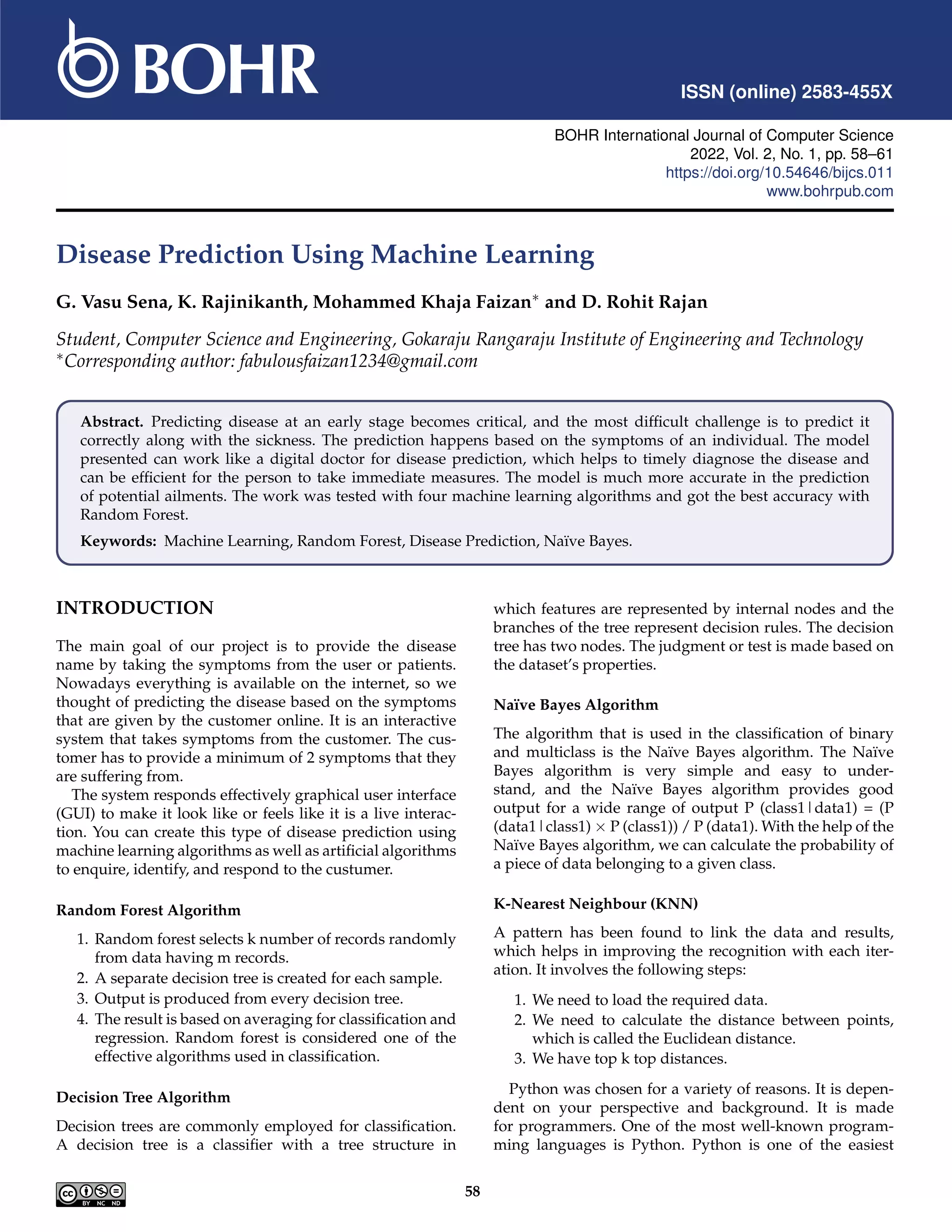 Disease Prediction Using Machine Learning | PDF