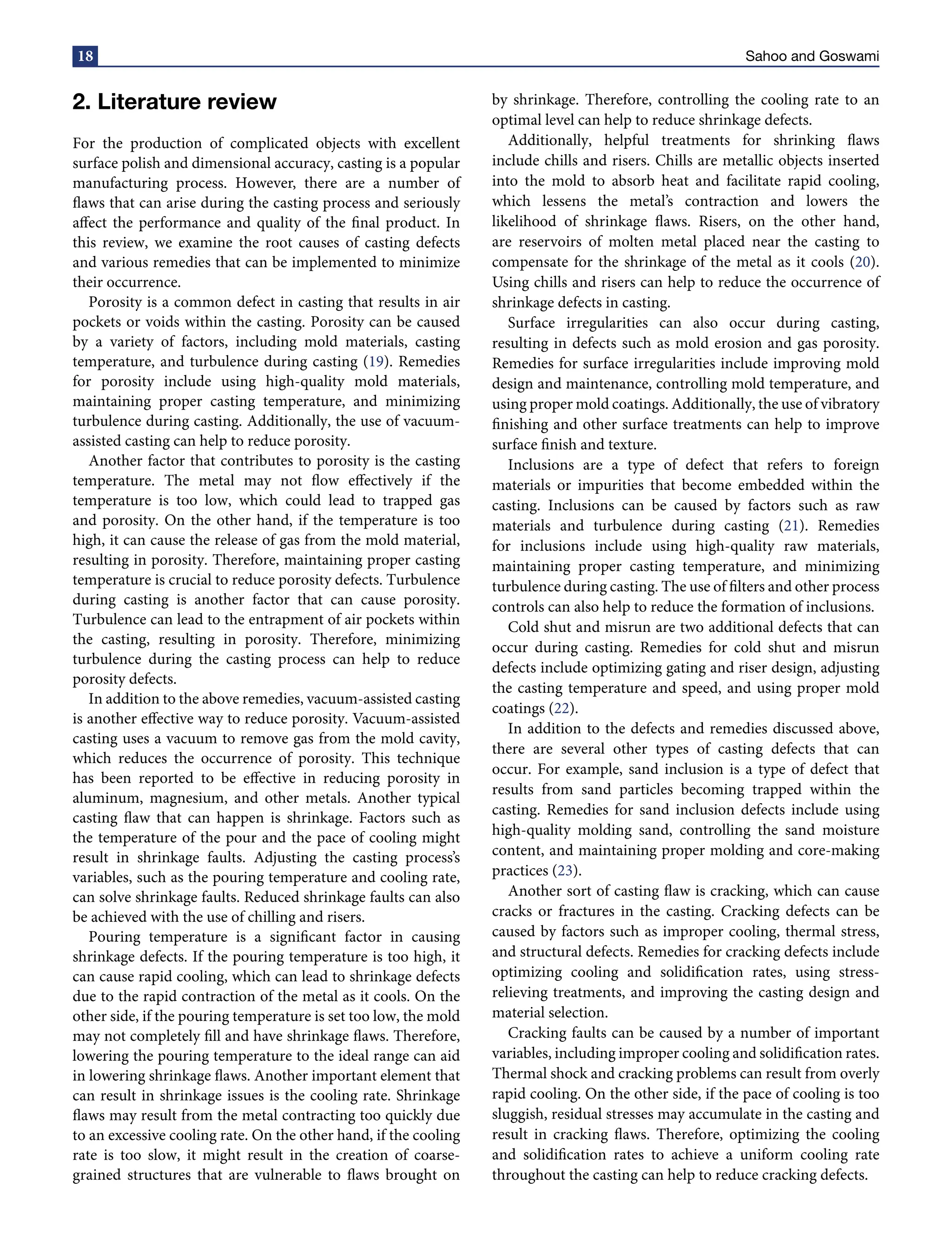 Investigating the causes and remedies for porosity defects in the ...