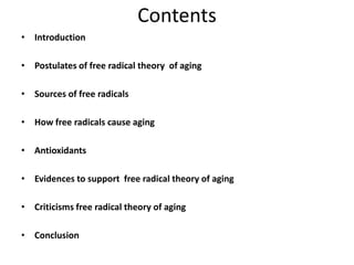 Presentation on Free Radicals Theory of Aging ppt | PPTX
