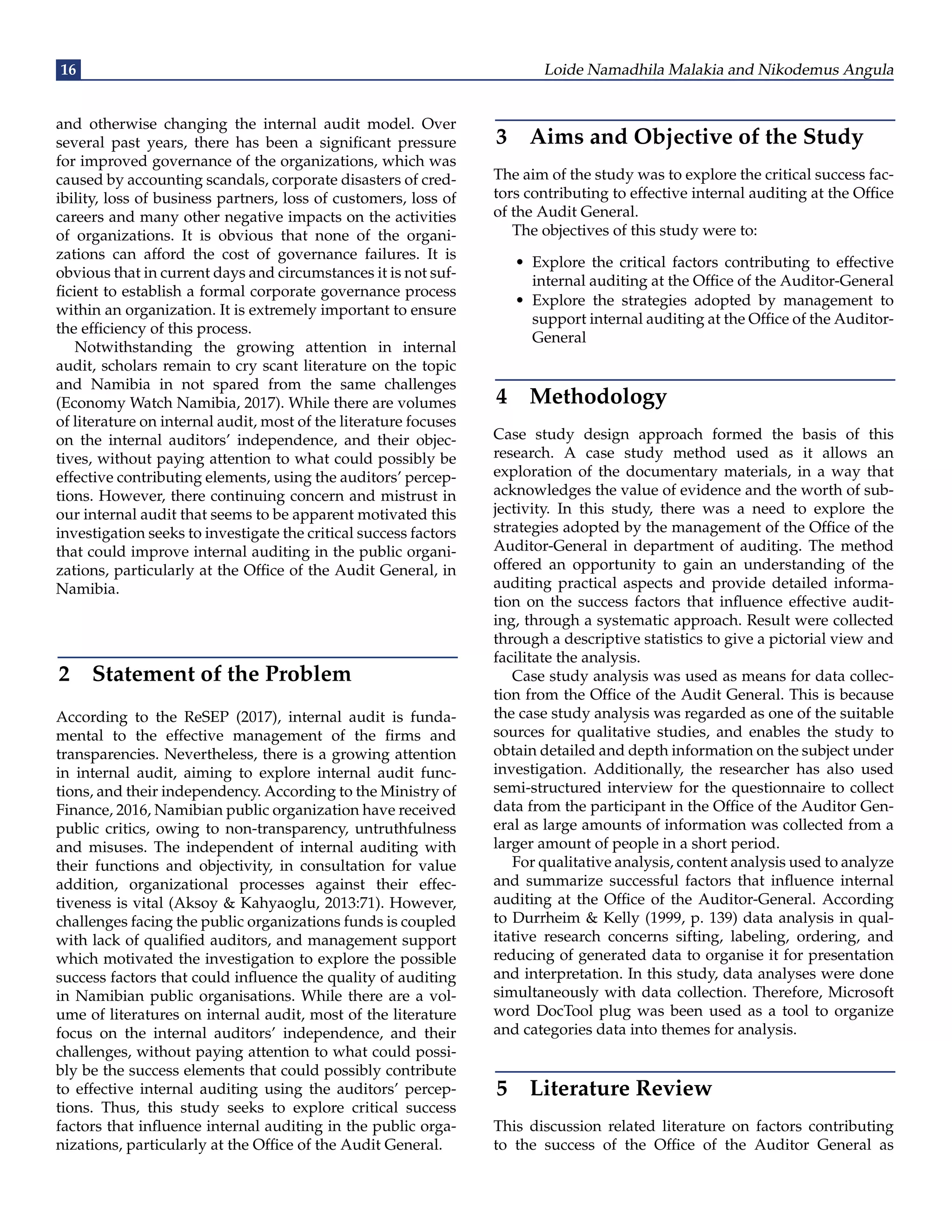 Critical Success Factors for Effective Internal Auditing: A Case of the Office of Auditor ...