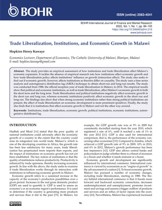 Trade Liberalization, Institutions, and Economic Growth in Malawi | PDF | Economy | Business and ...