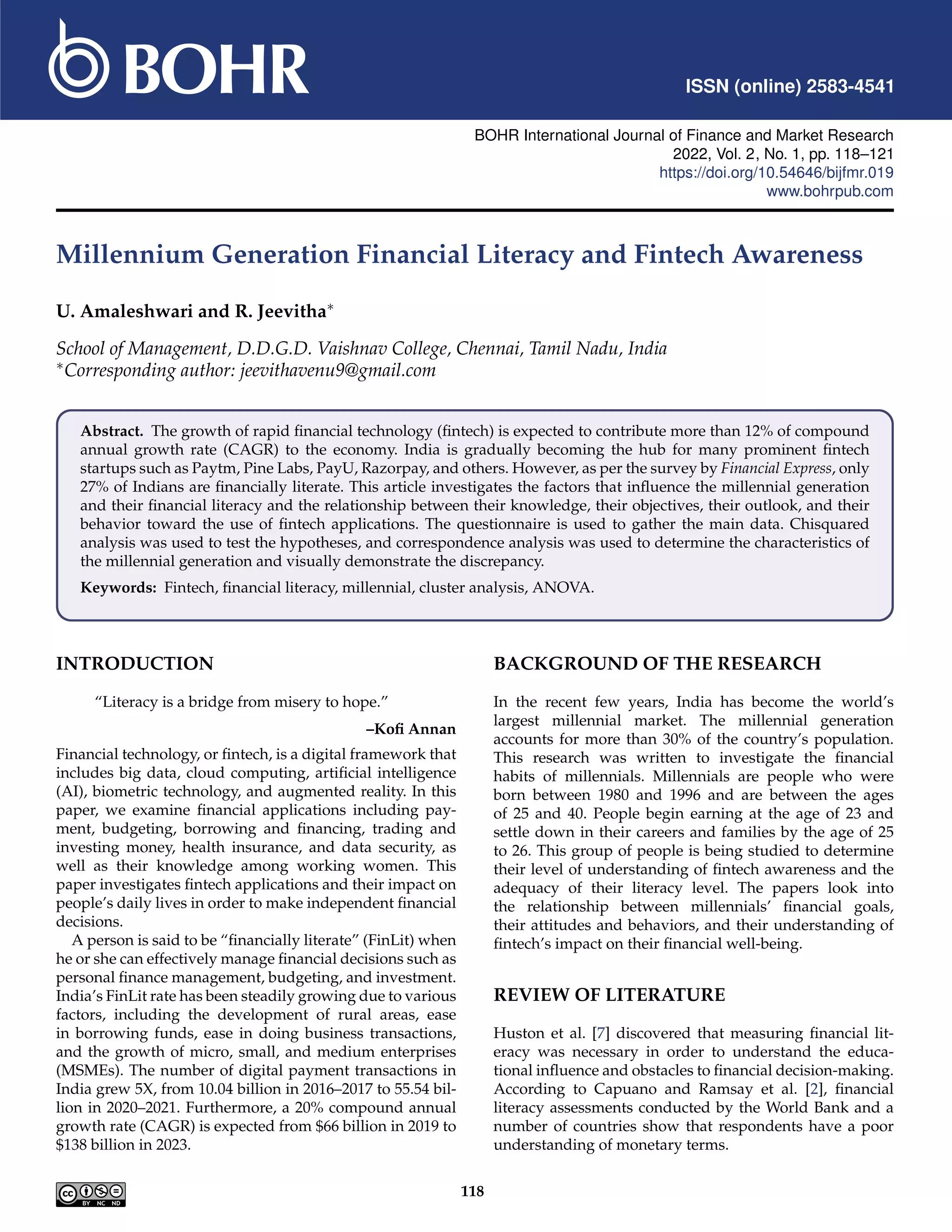 Millennium Generation Financial Literacy and Fintech Awareness | PDF