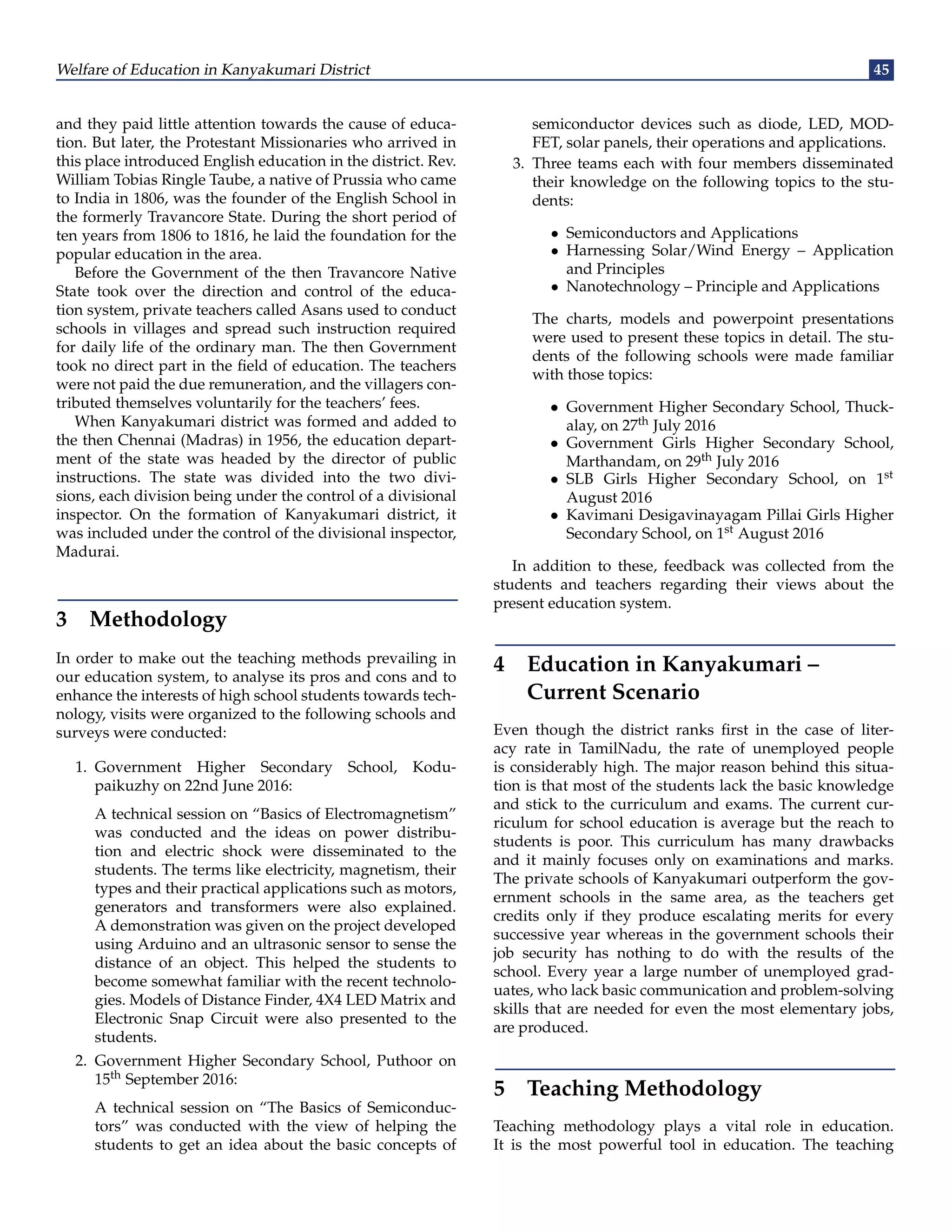 Welfare of Education in Kanyakumari District | PDF