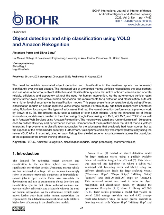 Object detection and ship classification using YOLO and Amazon Rekognition | PDF