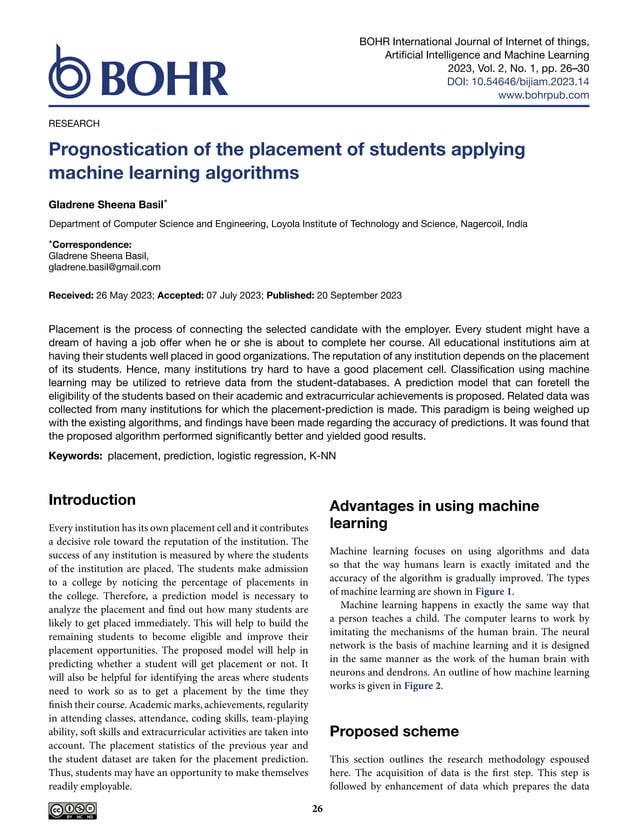 Prognostication of the placement of students applying machine learning algorithms | PDF