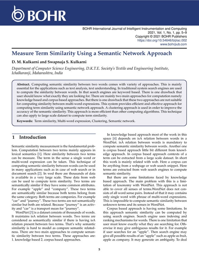 Measure Term Similarity Using a Semantic Network Approach | PDF