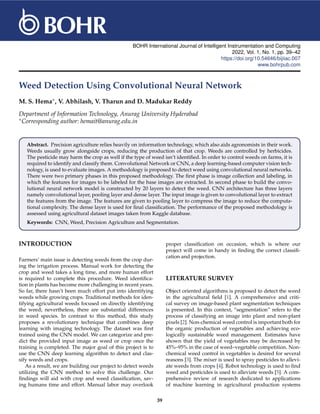 Weed Detection Using Convolutional Neural Network | PDF | Agriculture | Industries