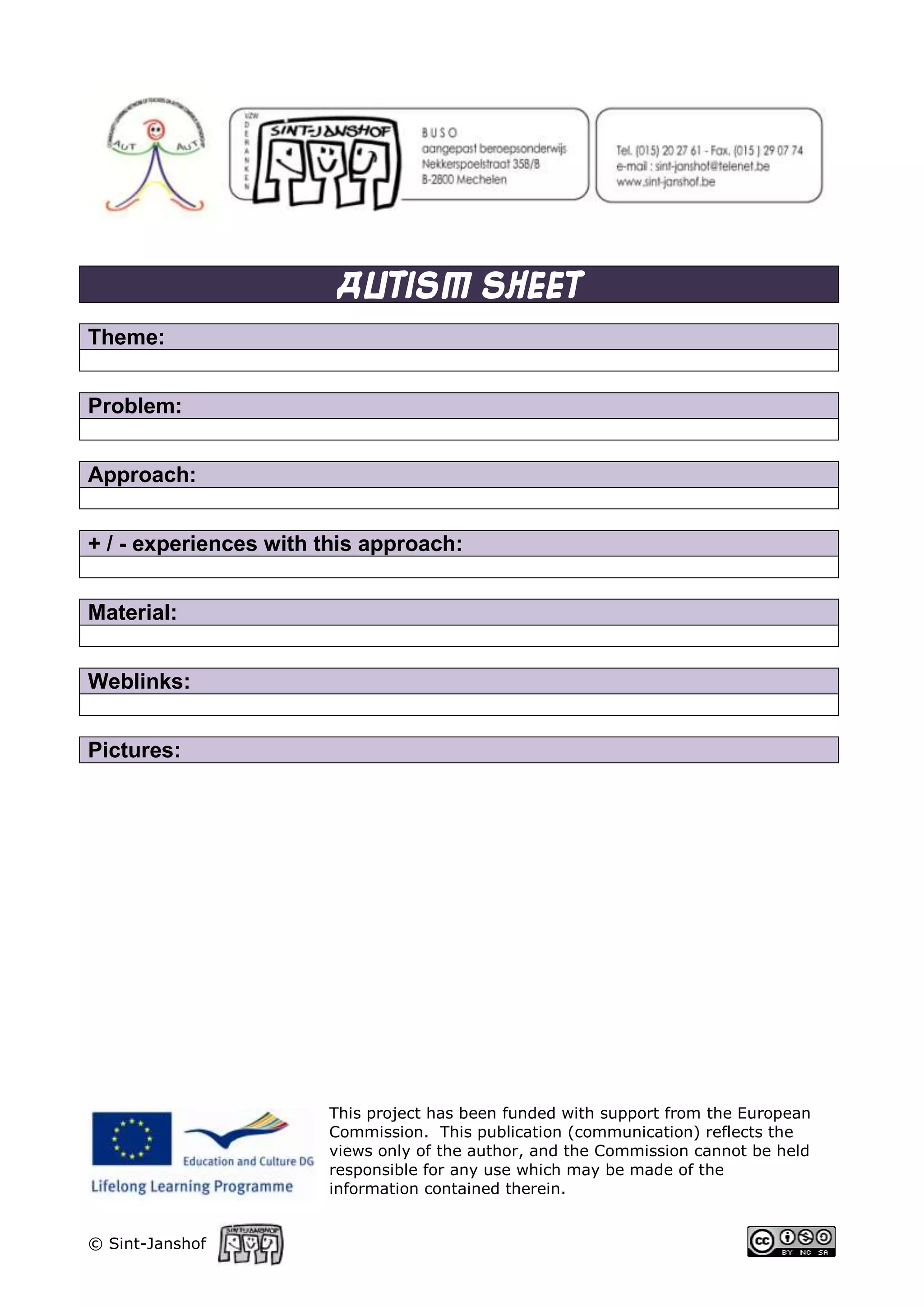 Autism Sheet Pdf