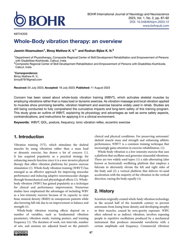 Whole-Body vibration therapy: an overview | PDF | Physical Therapy ...
