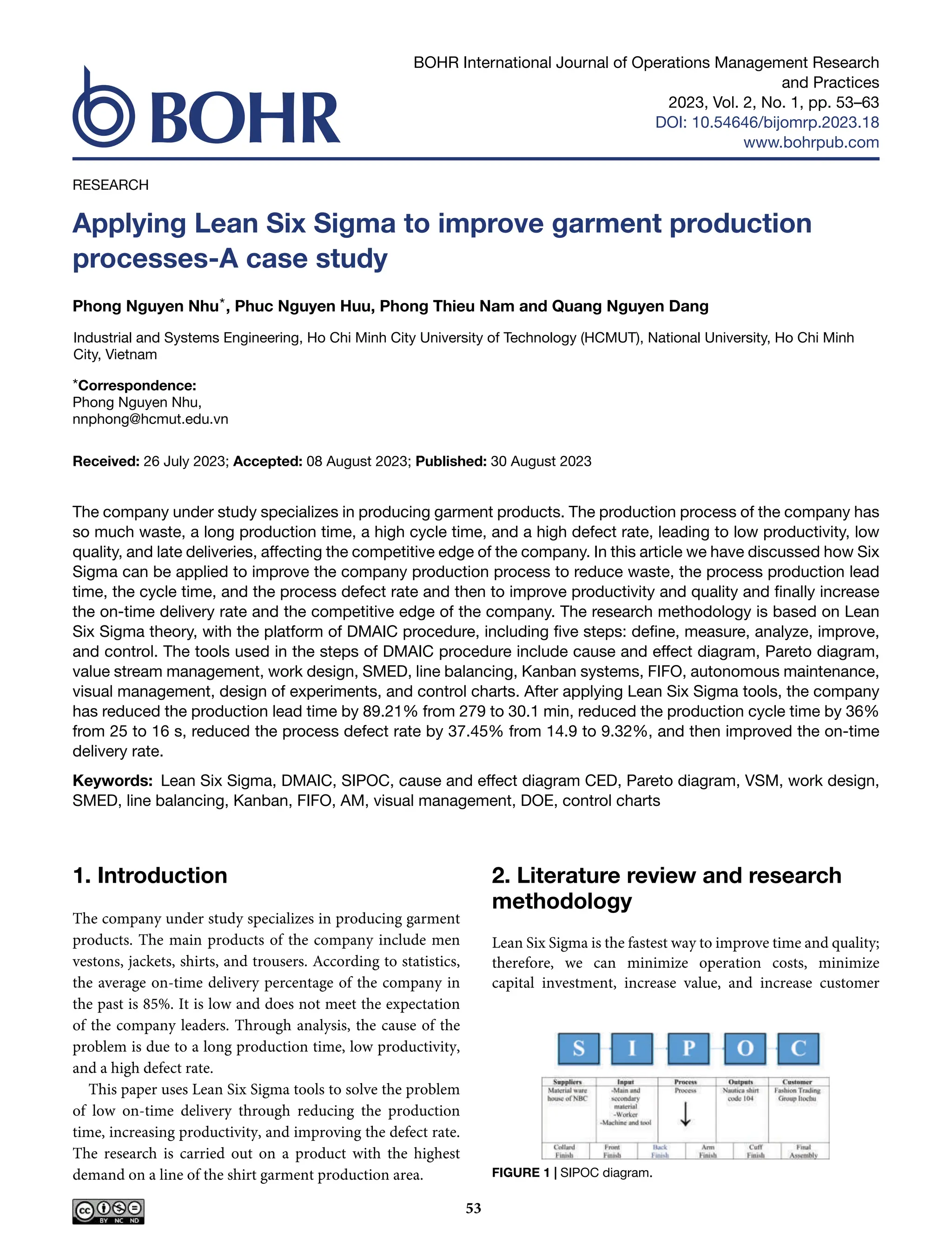 Applying Lean Six Sigma to improve garment production processes-A case study | PDF