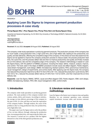 Applying Lean Six Sigma to improve garment production processes-A case study | PDF