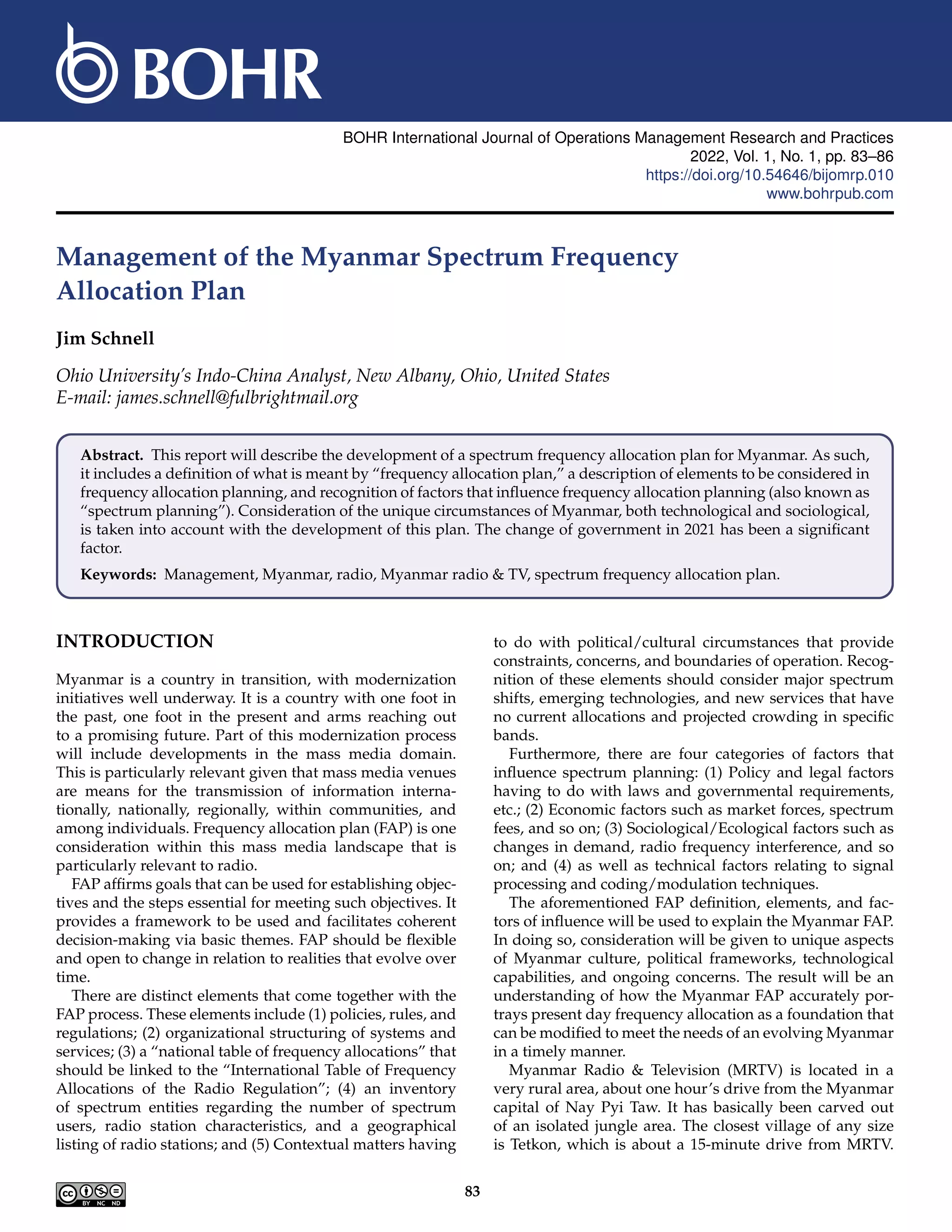 Management of the Myanmar Spectrum Frequency Allocation Plan | PDF ...
