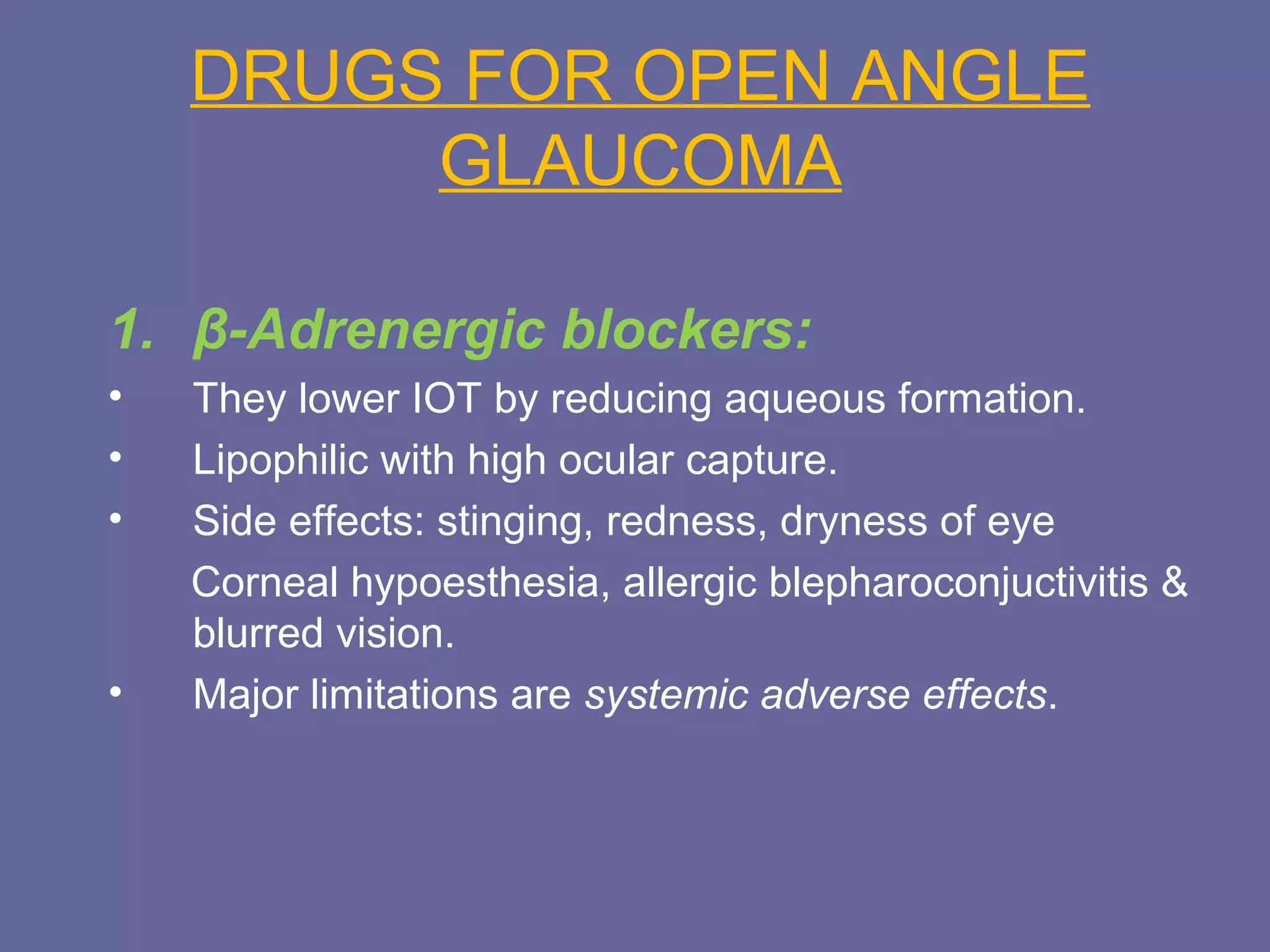 BETA -BLOCKERS AND GLAUCOMA | PPT