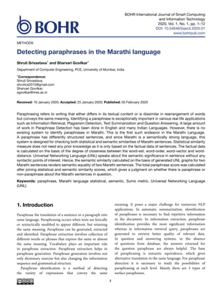 Detecting paraphrases in the Marathi language | PDF