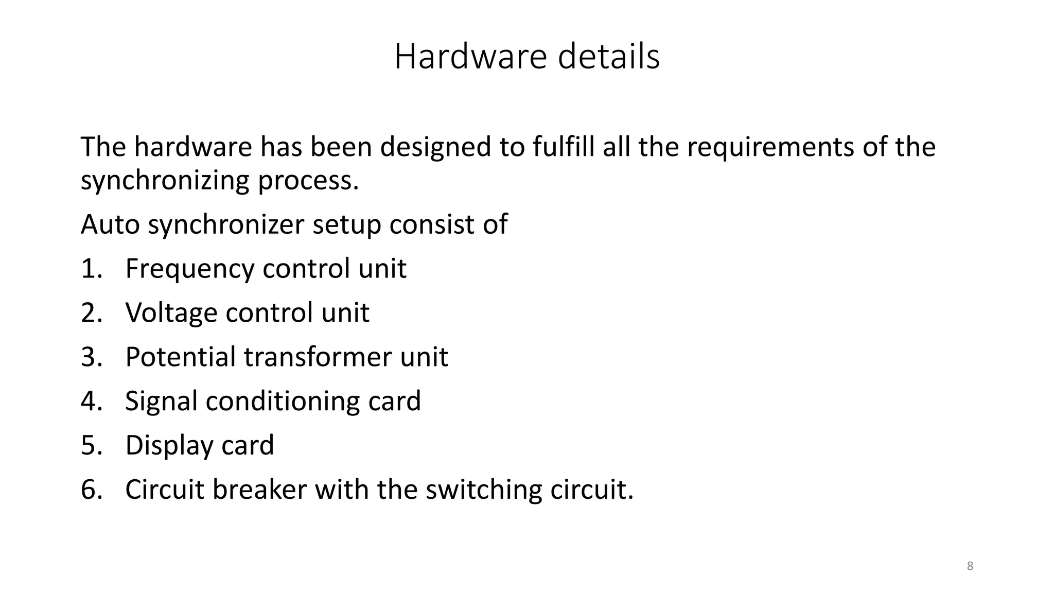 microprocessor based automatic synchroniser (8085) | PPTX