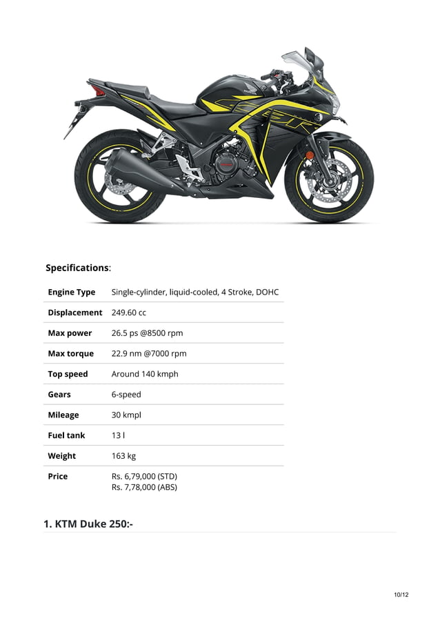 Top 10 250cc bikes in Nepal | PDF