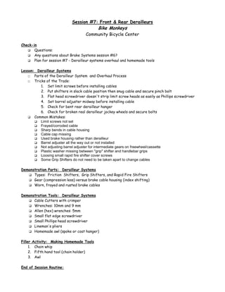 Bike Monkeys Mentor Manual | PDF