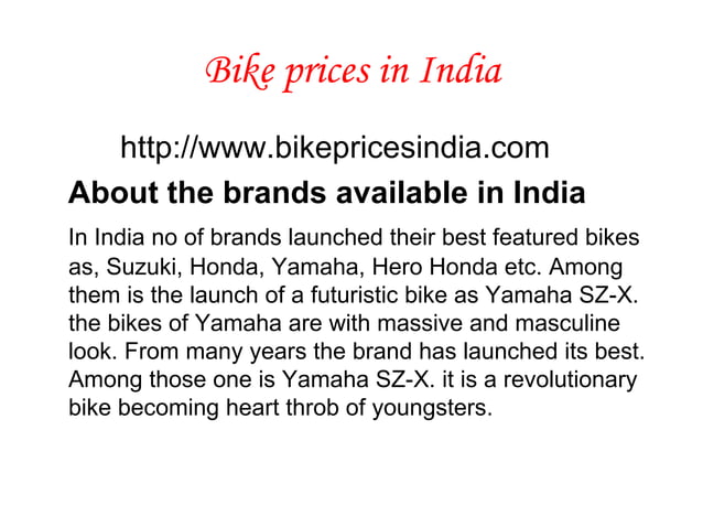 Bike prices in india | PPT