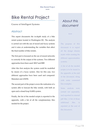 Intelligent Systems Project: Bike sharing service modeling | PDF
