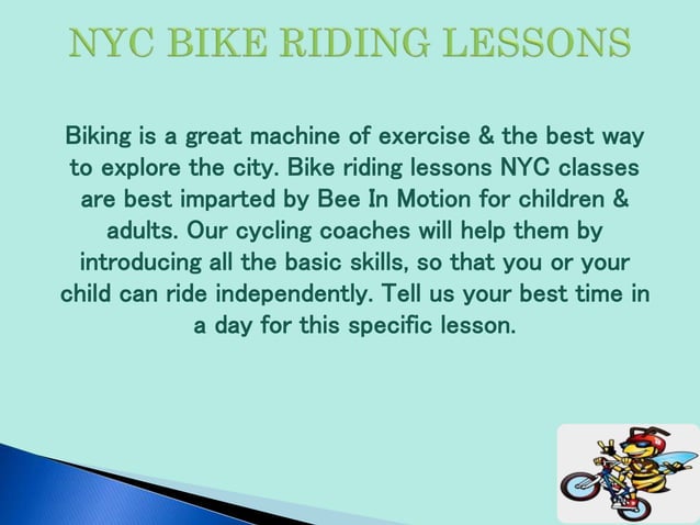 Bike riding lessons for child nyc | PPTX