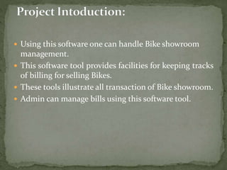 Bike showroom management | PPTX