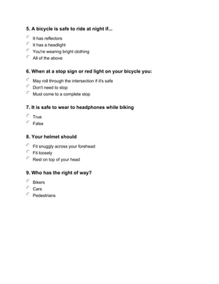 Bike Survey | PDF
