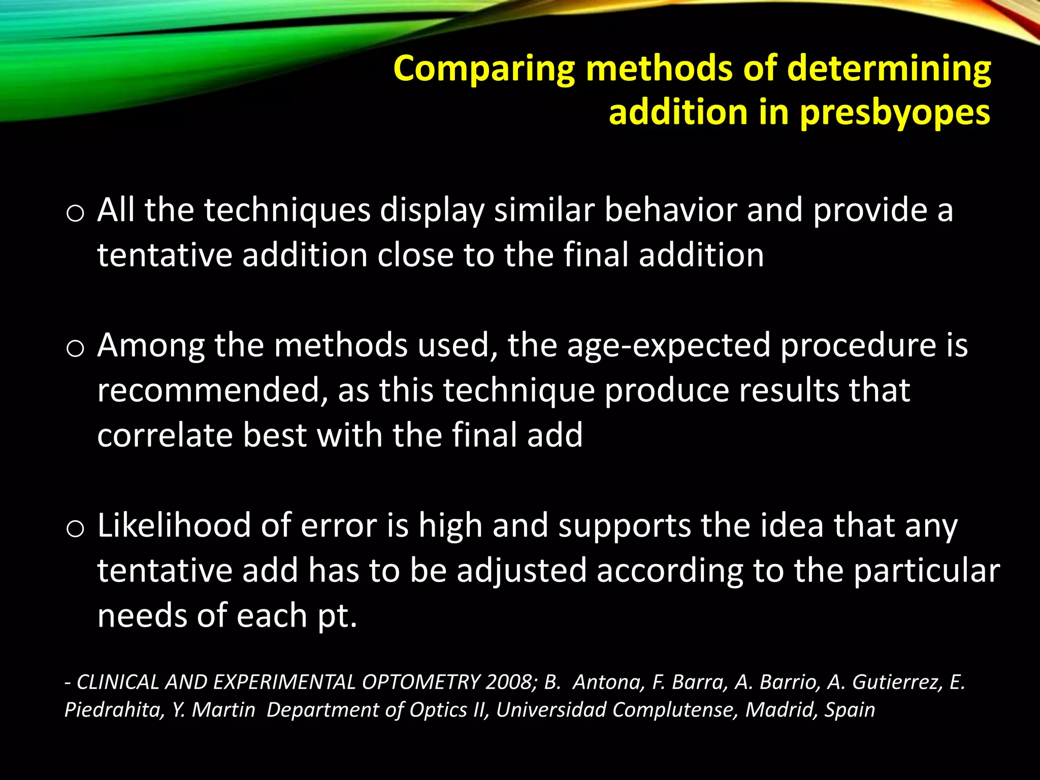 Presbyopia/ Methods of Presbyopic Addition Determination (healthkura ...