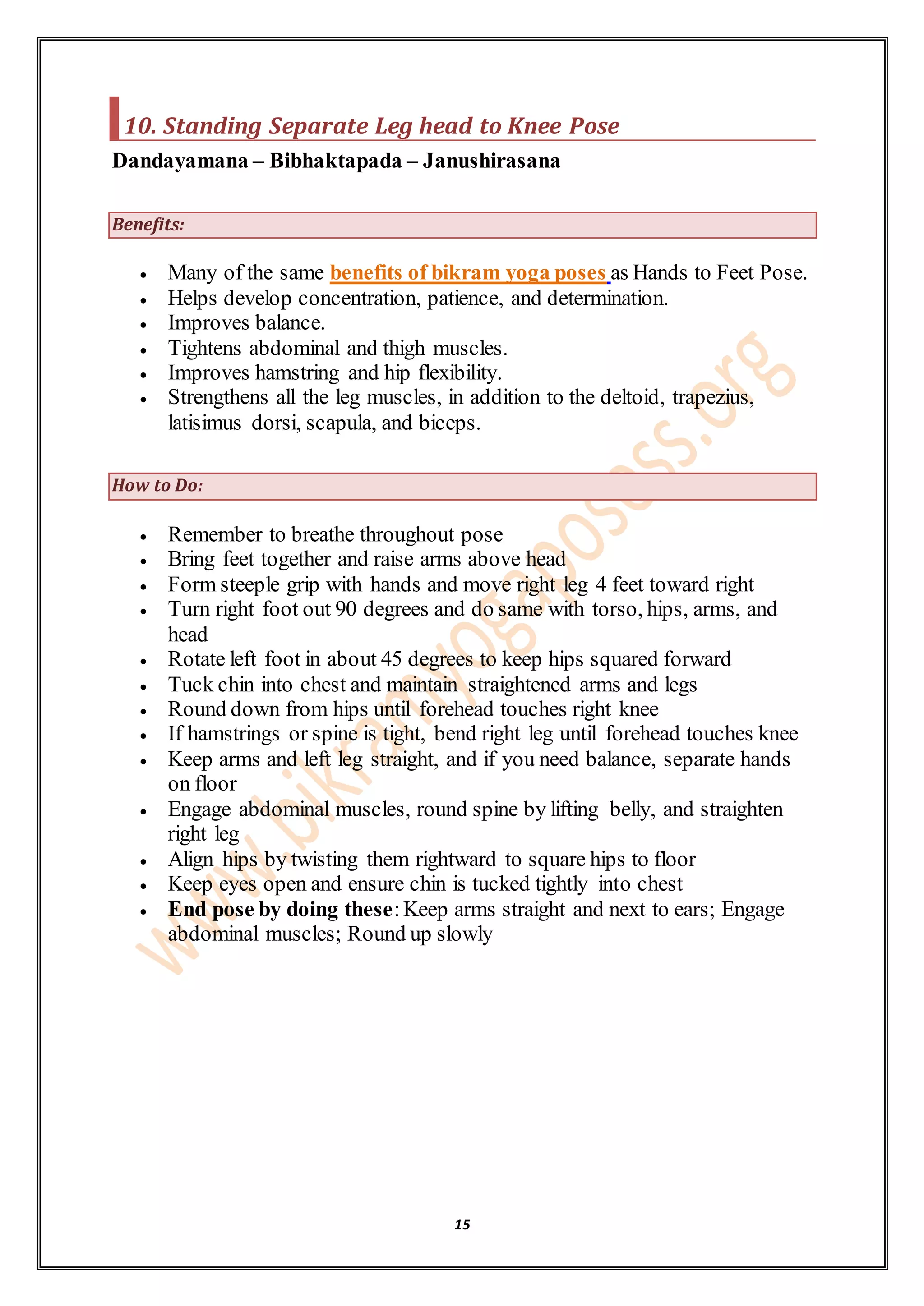 Get Detailed Guide of 26 Bikram yoga Poses & Benefits | PDF