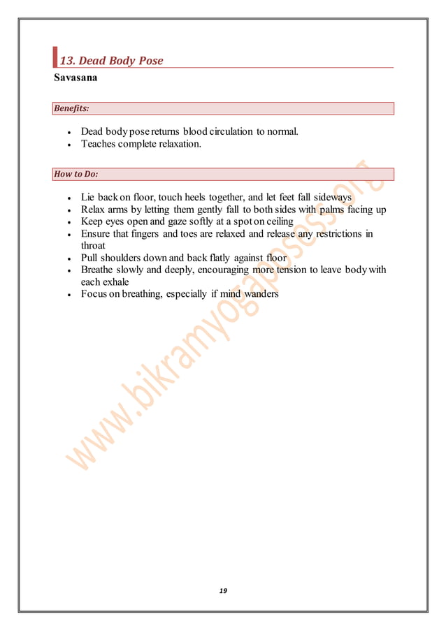 Get Detailed Guide of 26 Bikram yoga Poses & Benefits | PDF