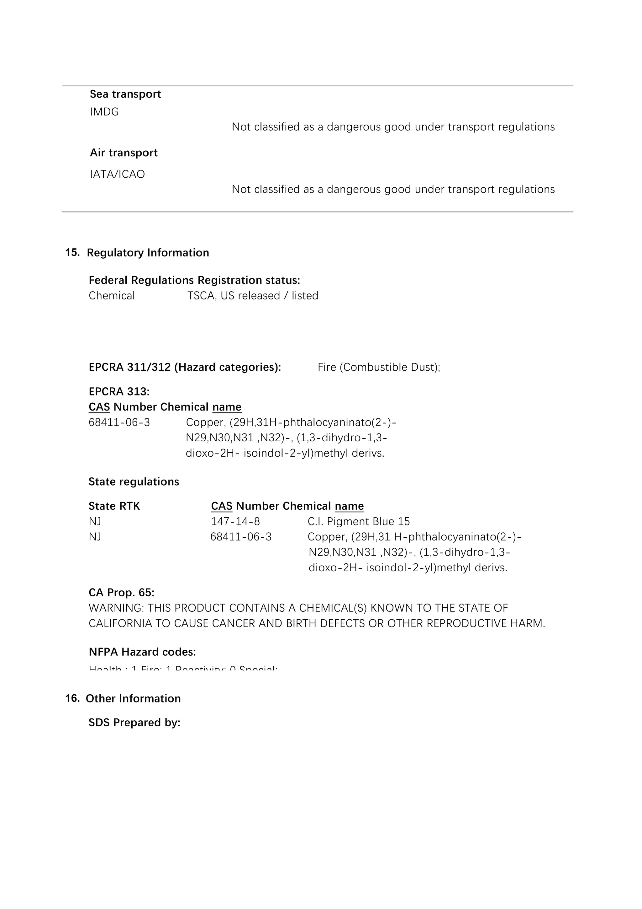 Pigment blue 15:0 phthalo blue 15:0 147-14-8 material safety data sheet ...