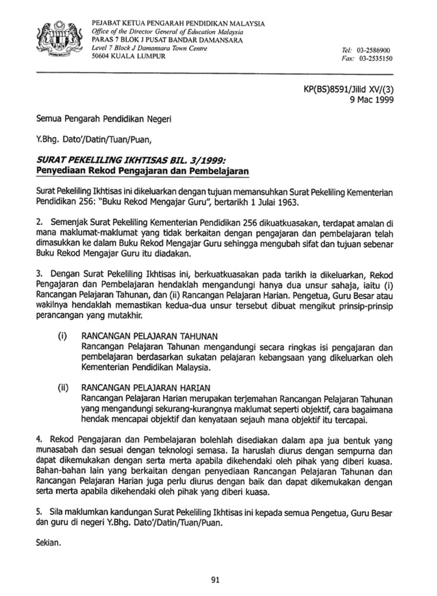 Bil 9 1999 Rekod Mengajar Pdf