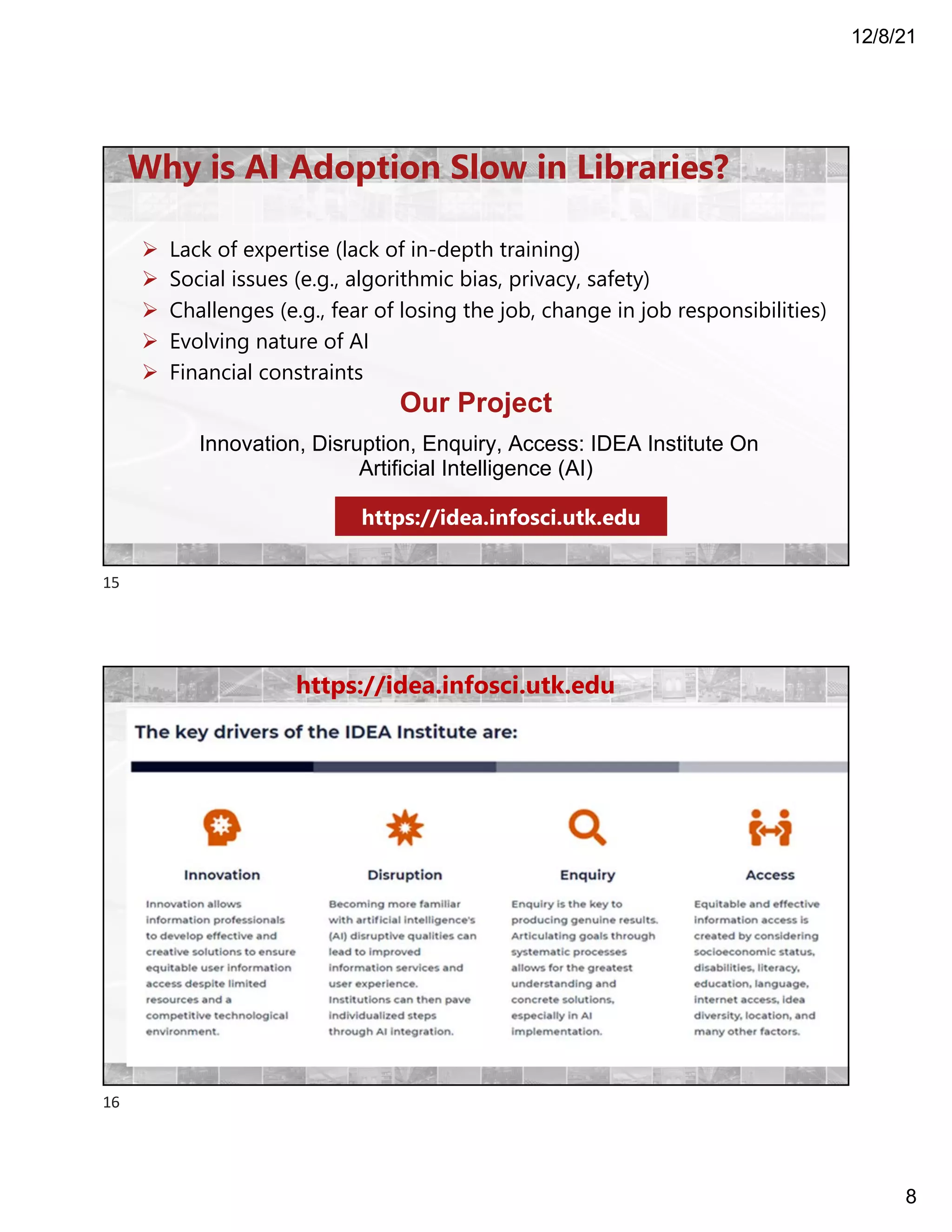 Artificial Intelligence AI in Libraries Training for Innovation Webinar ...