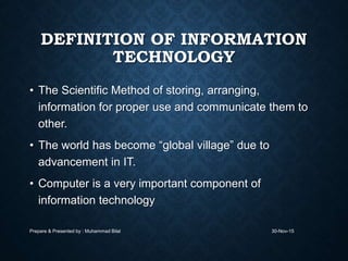 Introduction to Information technology | PPTX | Computing | Technology ...