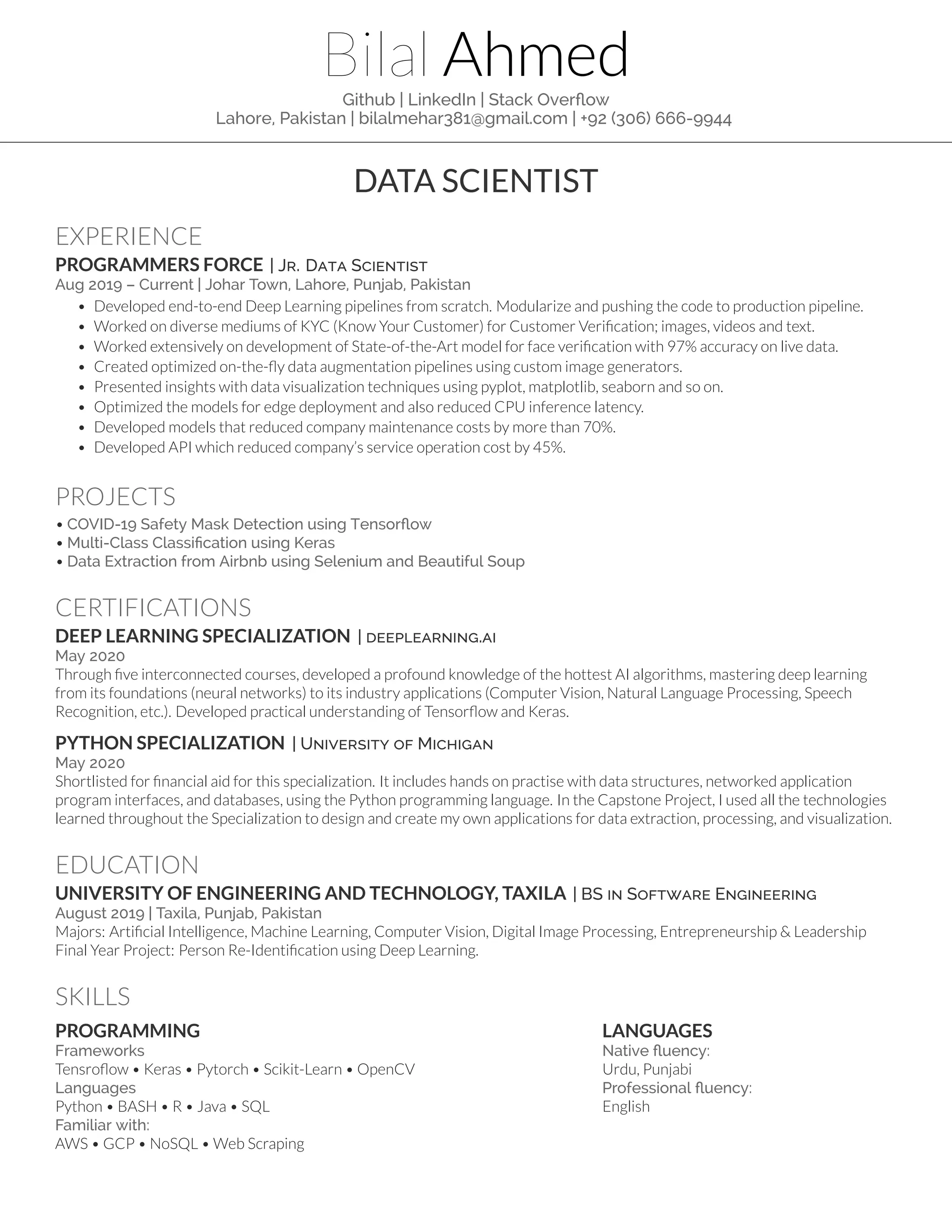 Bilal ahmed resume | PDF