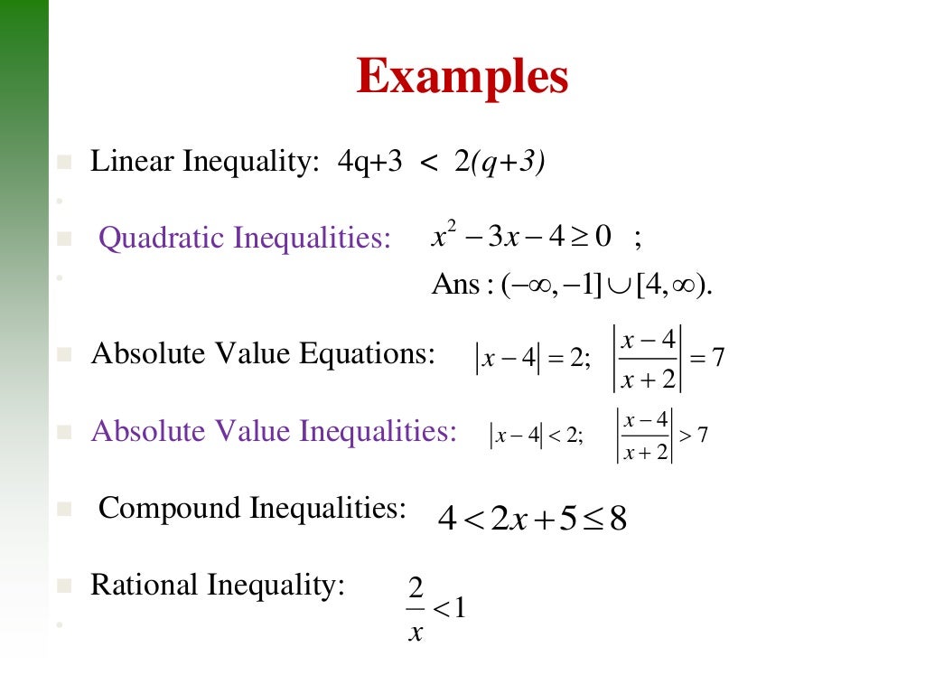 Equations Complex Numbers Quadratic Expressions Inequalities Absolute…