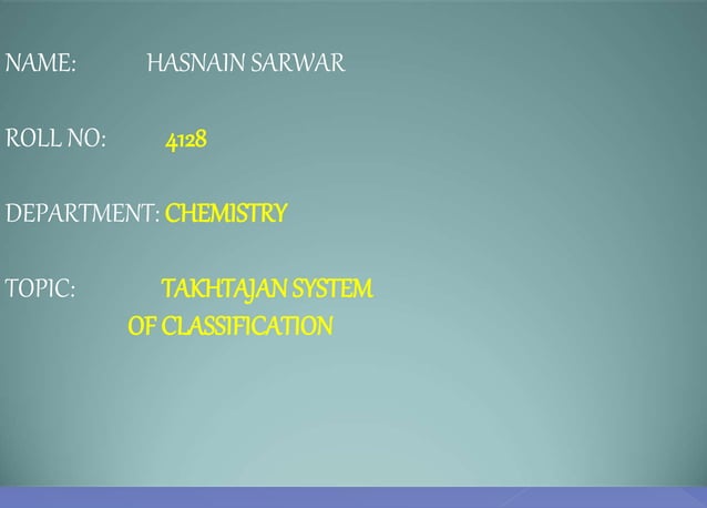 TAKHTAJAN SYSTEM OF CLASSIFICATION OF PLANTS | PPTX