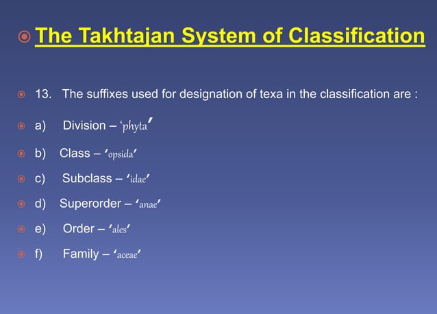 TAKHTAJAN SYSTEM OF CLASSIFICATION OF PLANTS | PPTX