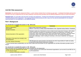 Risk assessment Report for NEBOSH Assessment | DOCX