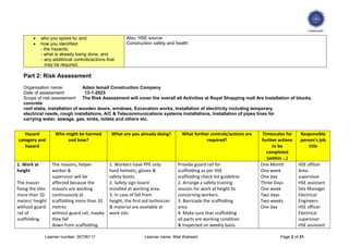 Risk assessment Report for NEBOSH Assessment | DOCX