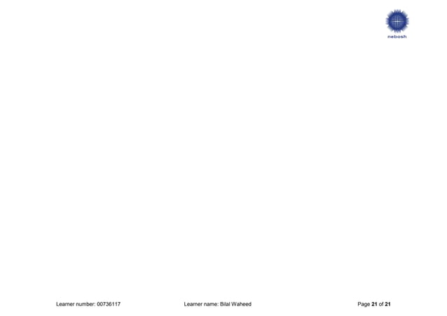 Risk assessment Report for NEBOSH Assessment | DOCX | First Aid | Injuries