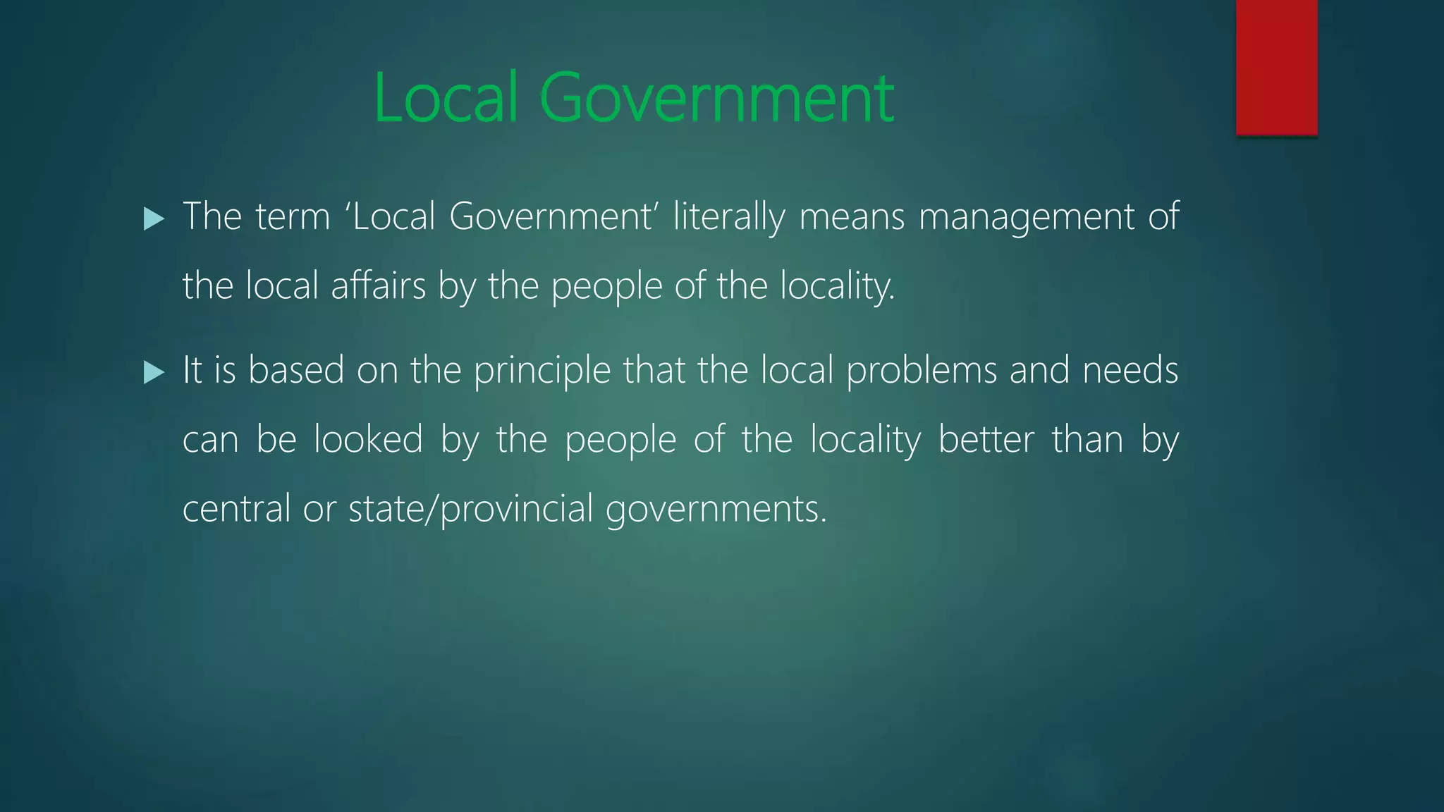 Importance of Local Government in Democracy and Good Governance | PPTX